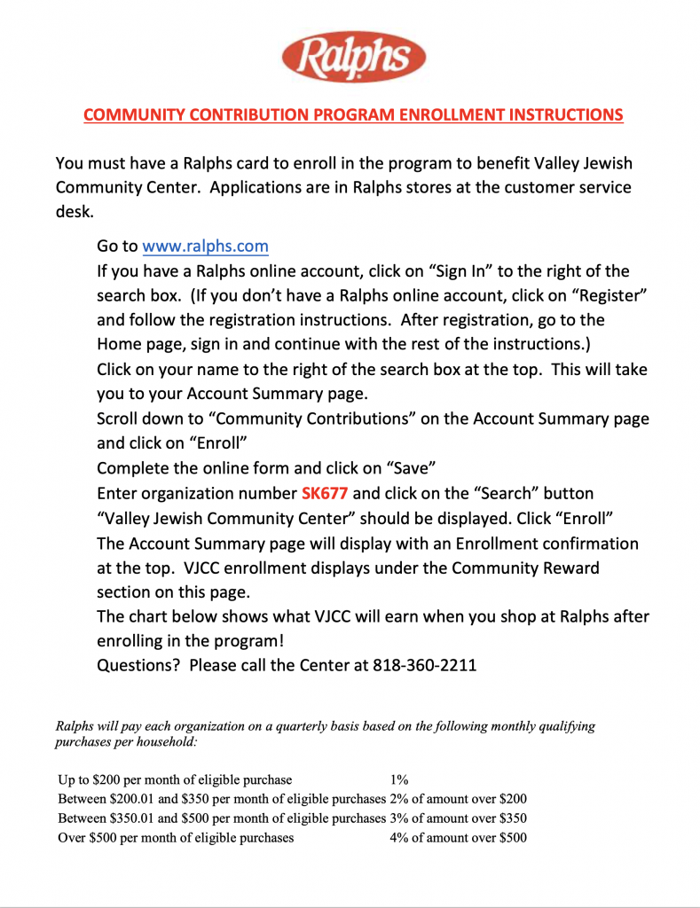 Ralphs Community Contribution Program Enrollment Instructions - Valley ...
